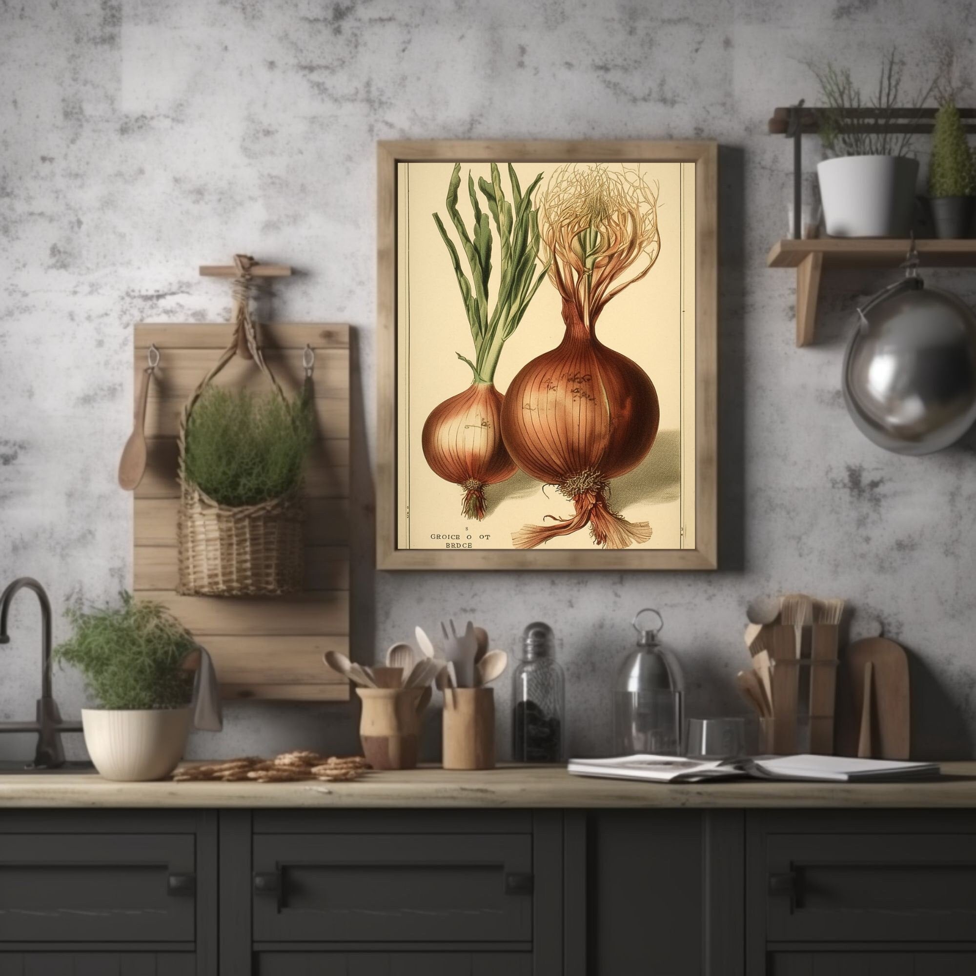 Timeless Onion Print: Vintage-inspired Vegetable Wall Decor for Rustic ...