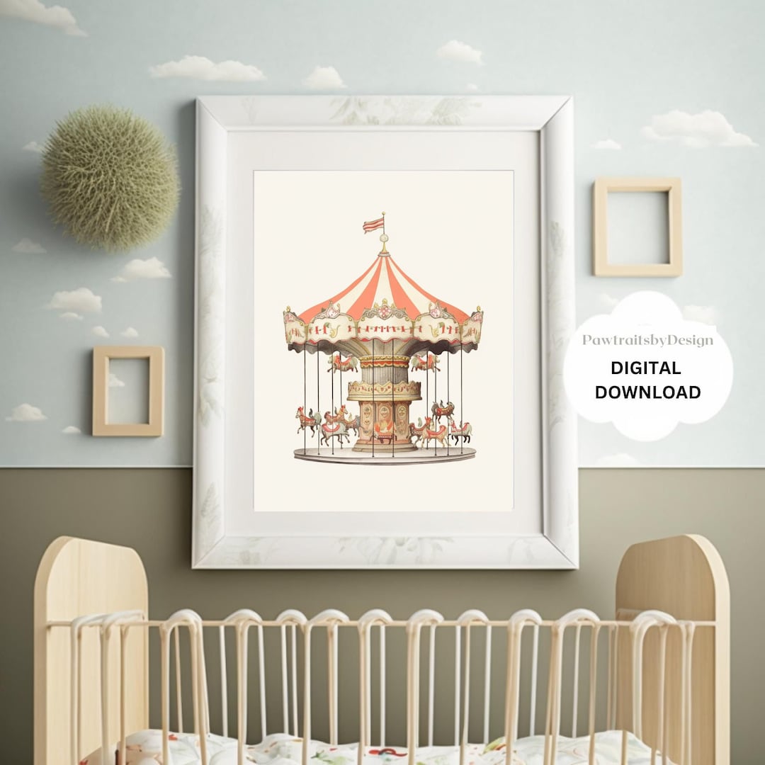Charming Printable Vintage Carousel Print for Nursery Room | Delightful ...