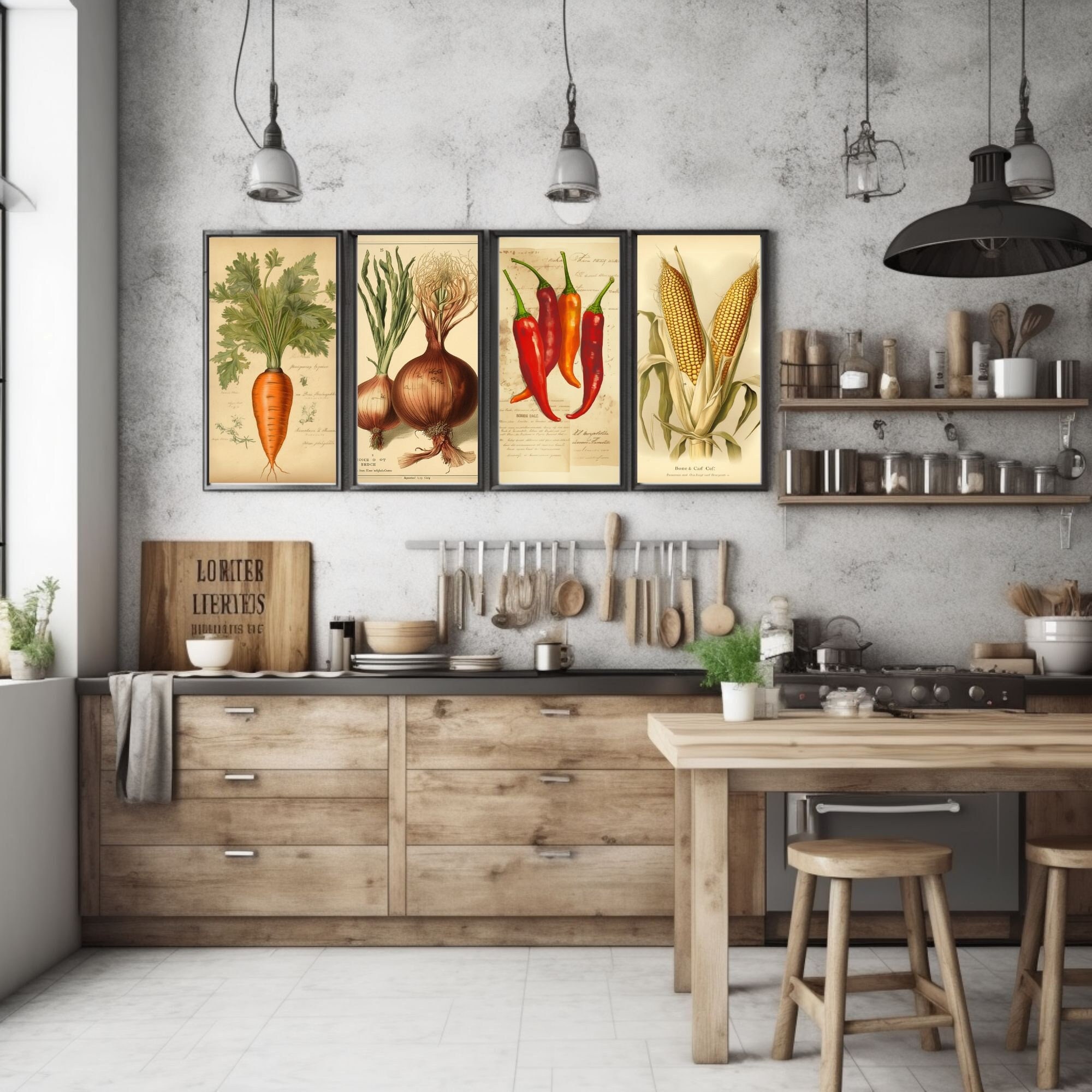 Country Kitchen Print | Vintage Painting | Vegetables Still Life ...