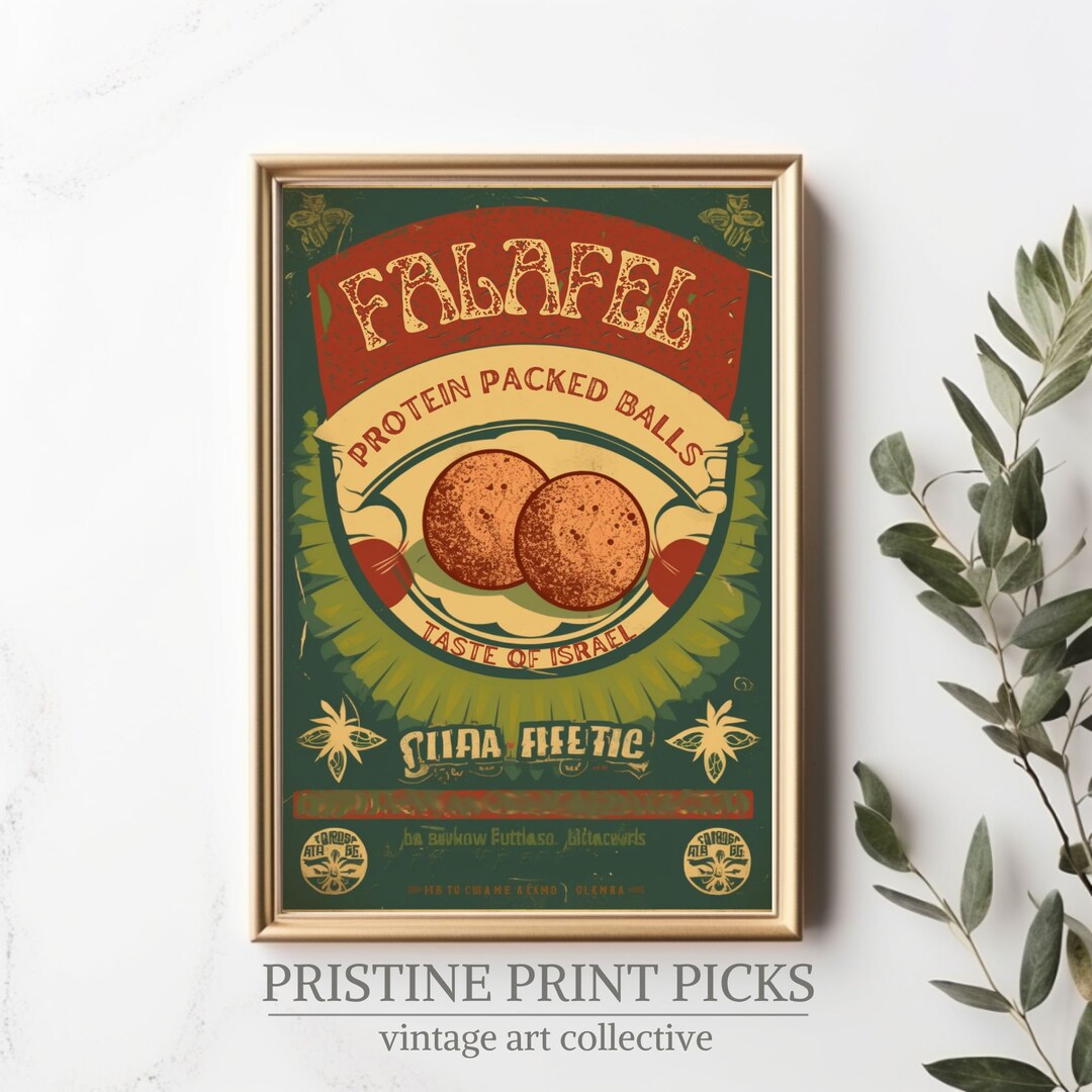 Falafel Poster, Food Print, Modern Kitchen Decor, Illustration, Chinese ...