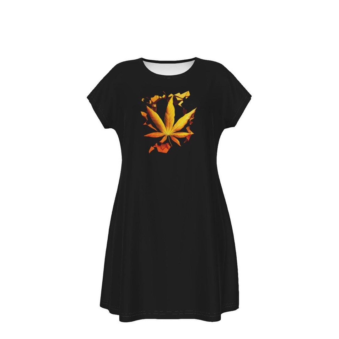 Gold Leaf THC Cannabis Marijuana Plant, All-over Print Women's Short ...