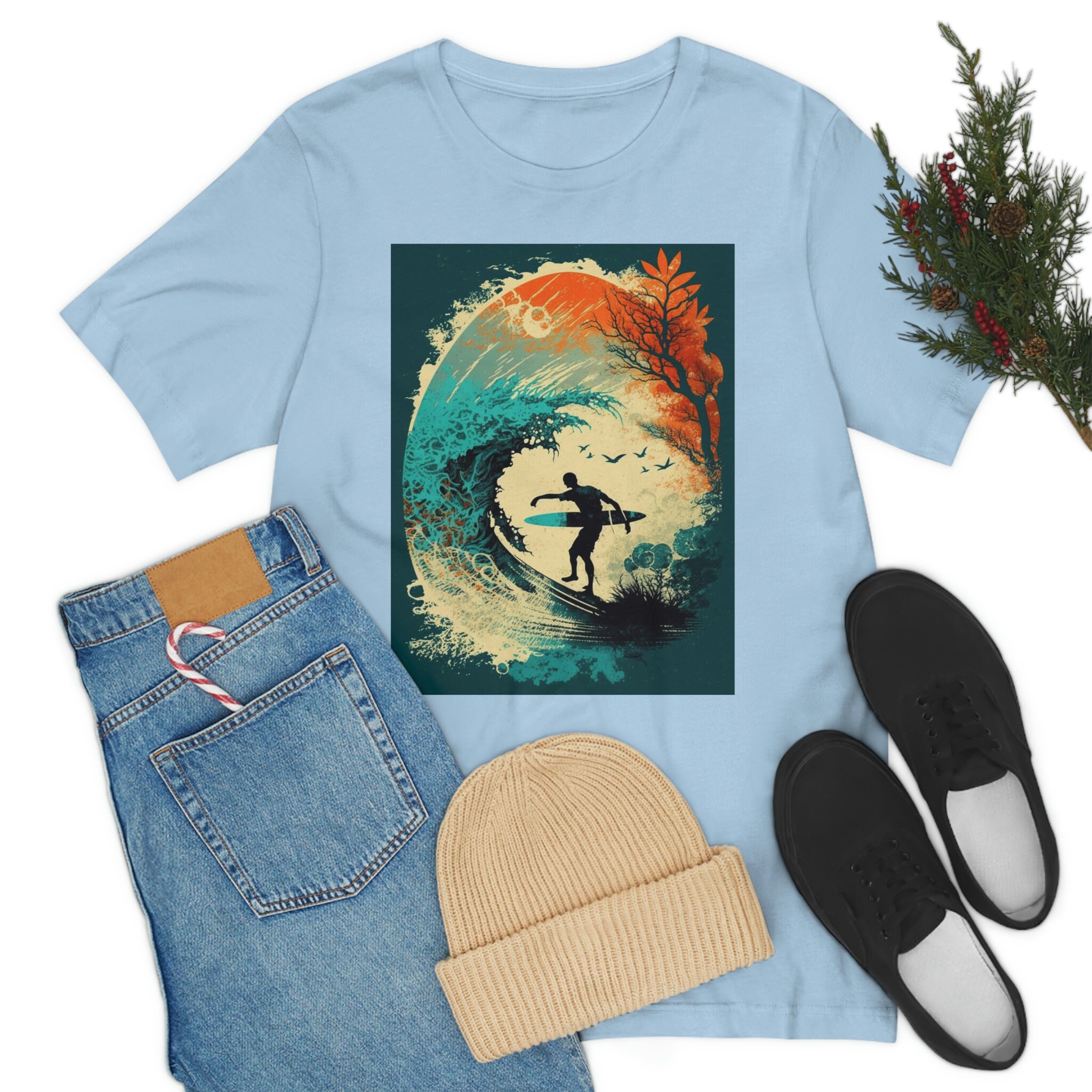 Wave Riding Surfer Style T Shirt, Surf Ocean Waves T-shirt, Beach Style ...