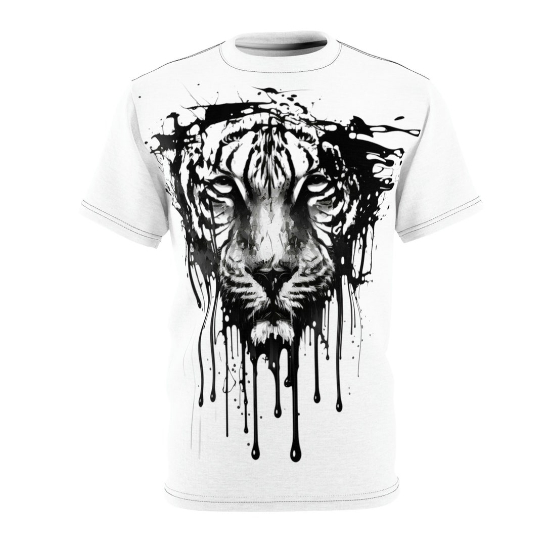 Tiger Ink Drip T-shirt, Ink Dripping Tiger, White Tiger, Tiger Painting ...