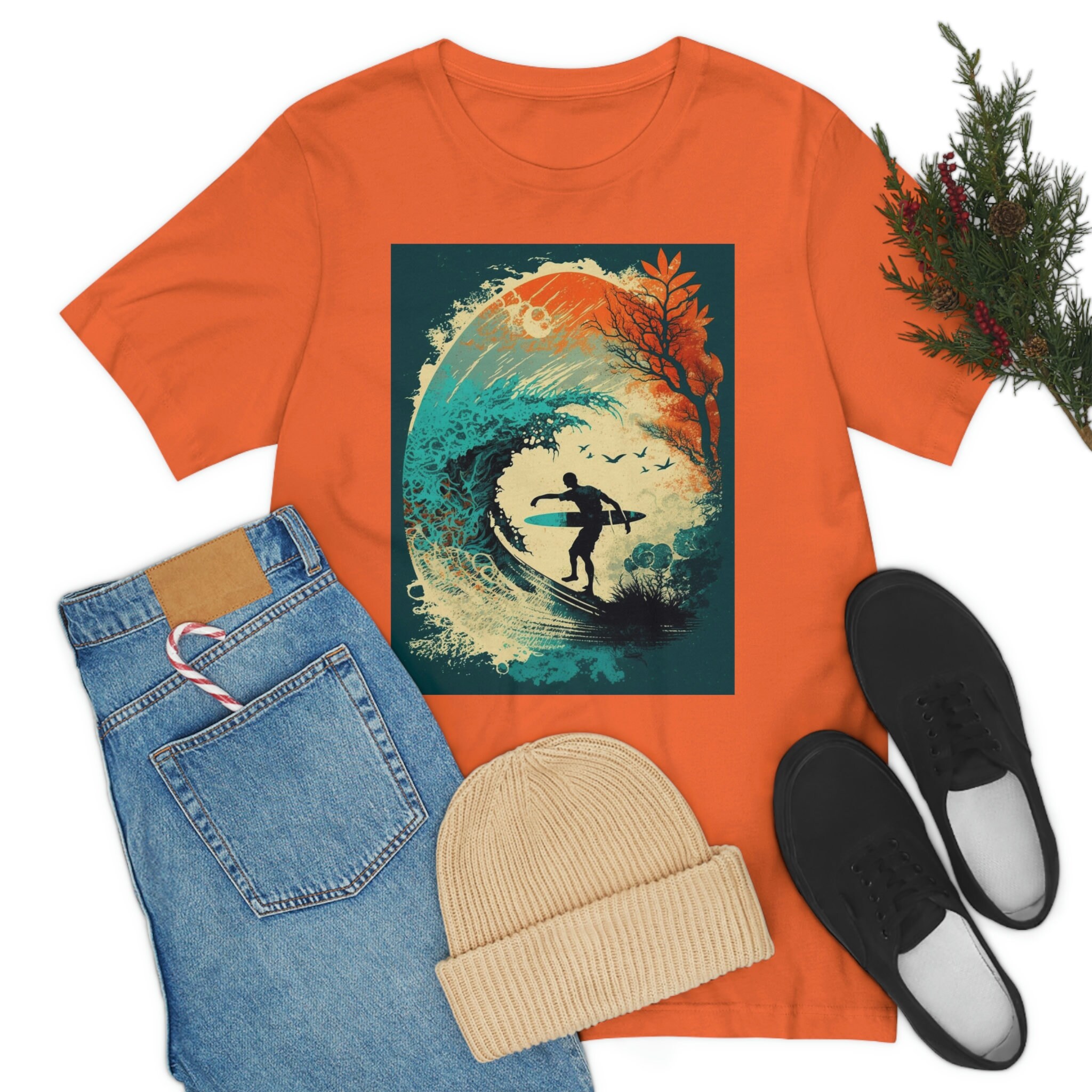 Wave Riding Surfer Style T Shirt, Surf Ocean Waves T-shirt, Beach Style ...