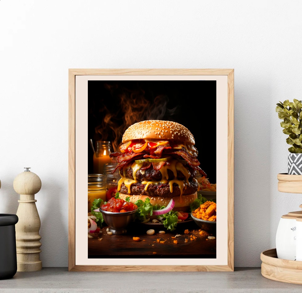 A Delicious Burger Poster - Wall Art - Kitchen Decor - Kitchen Art ...