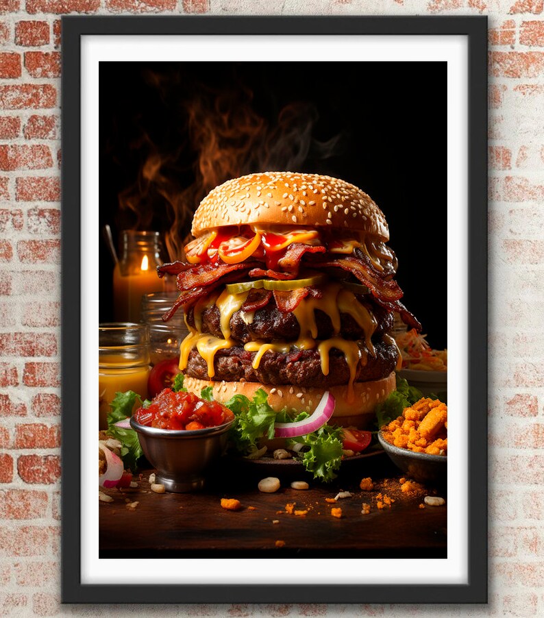 A Delicious Burger Poster - Wall Art - Kitchen Decor - Kitchen Art ...