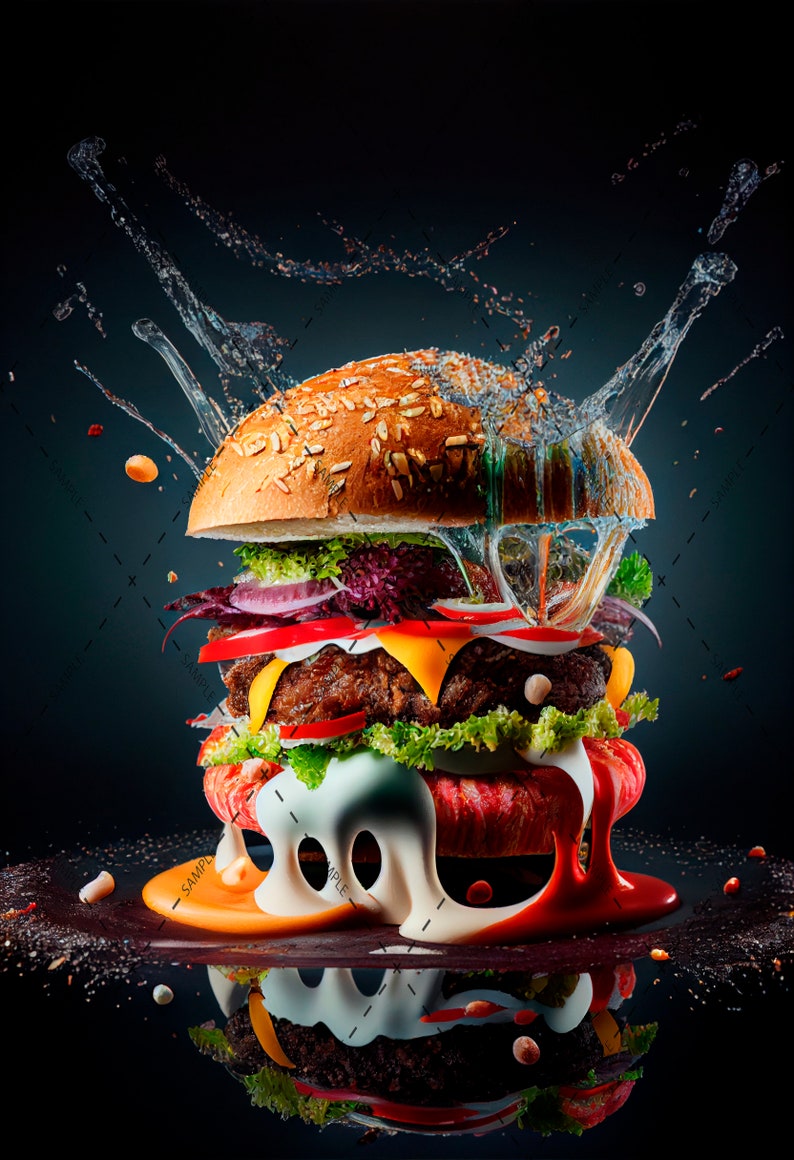 A Delicious Burger Art - Wall Art - Kitchen Decor - Kitchen Art - Food ...