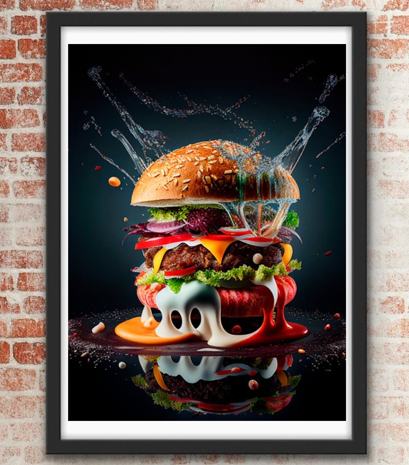 A Delicious Burger Art - Wall Art - Kitchen Decor - Kitchen Art - Food ...
