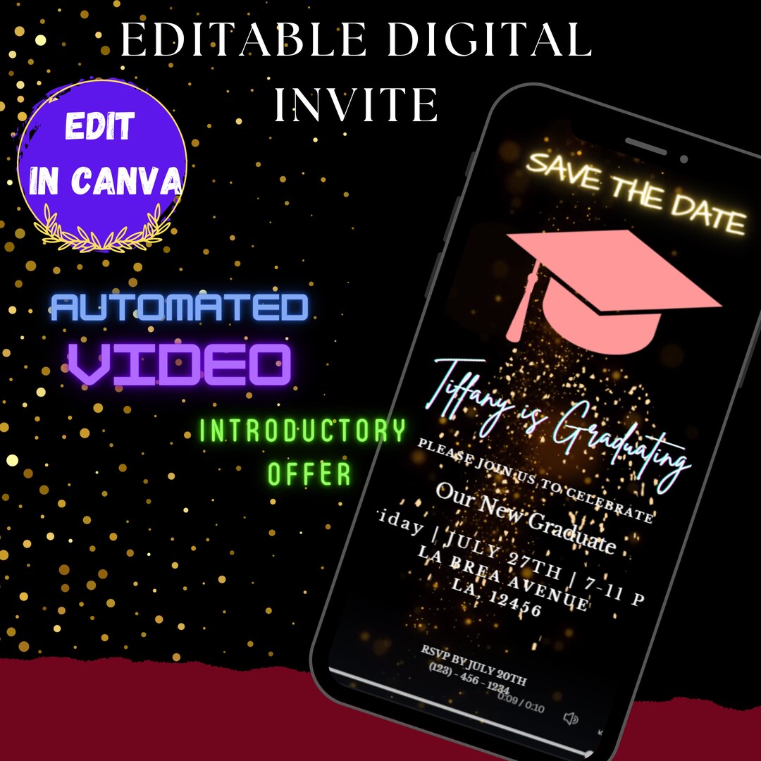 INSTANT DOWNLOAD Editable Digital GRADUATION Party Invite E-invites ...