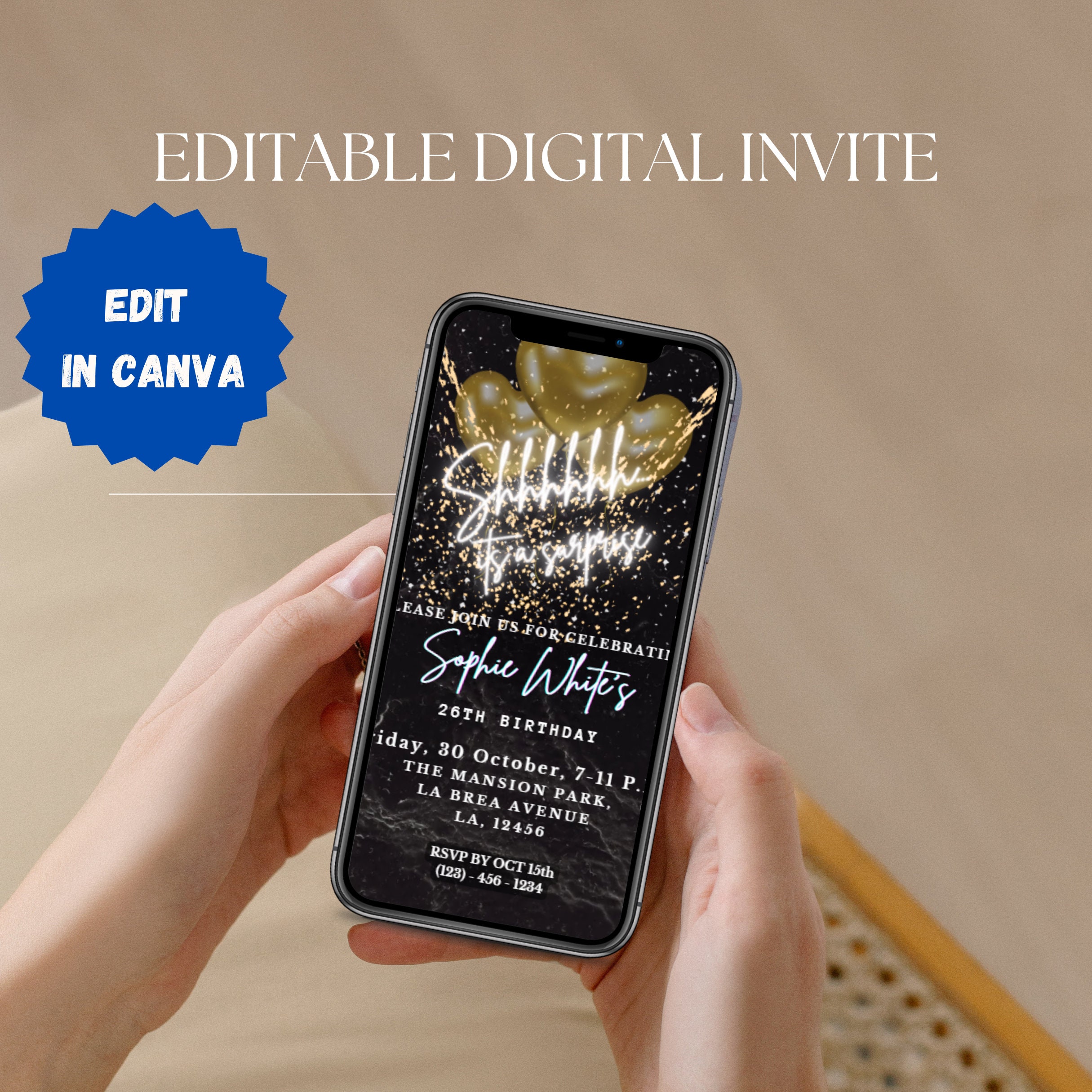 EDITABLE DIGITAL Party Invite E-invites Mobile Invited Party ...