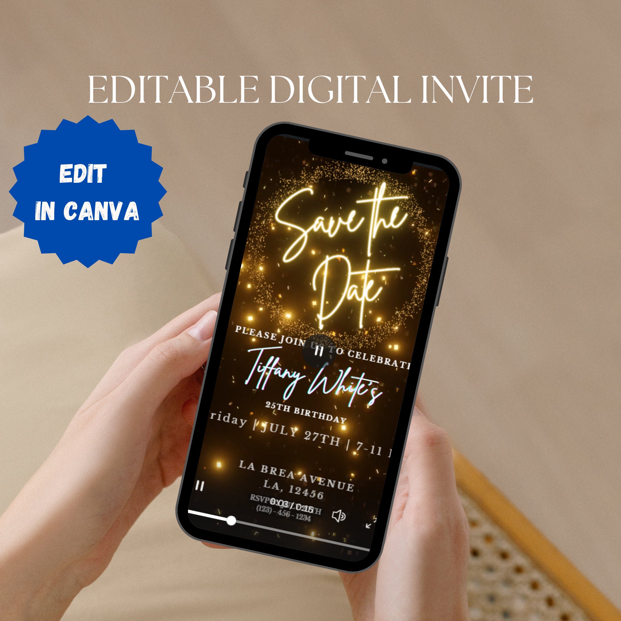 INSTANT DOWNLOAD EDITABLE Digital Engagement Party Invite E-invites ...