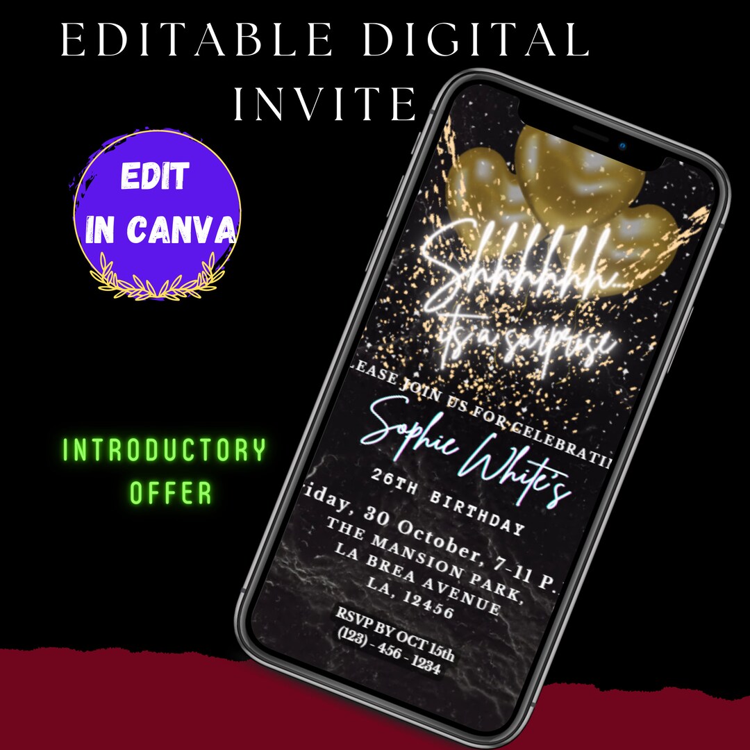 EDITABLE DIGITAL Party Invite E-invites Mobile Invited Party ...