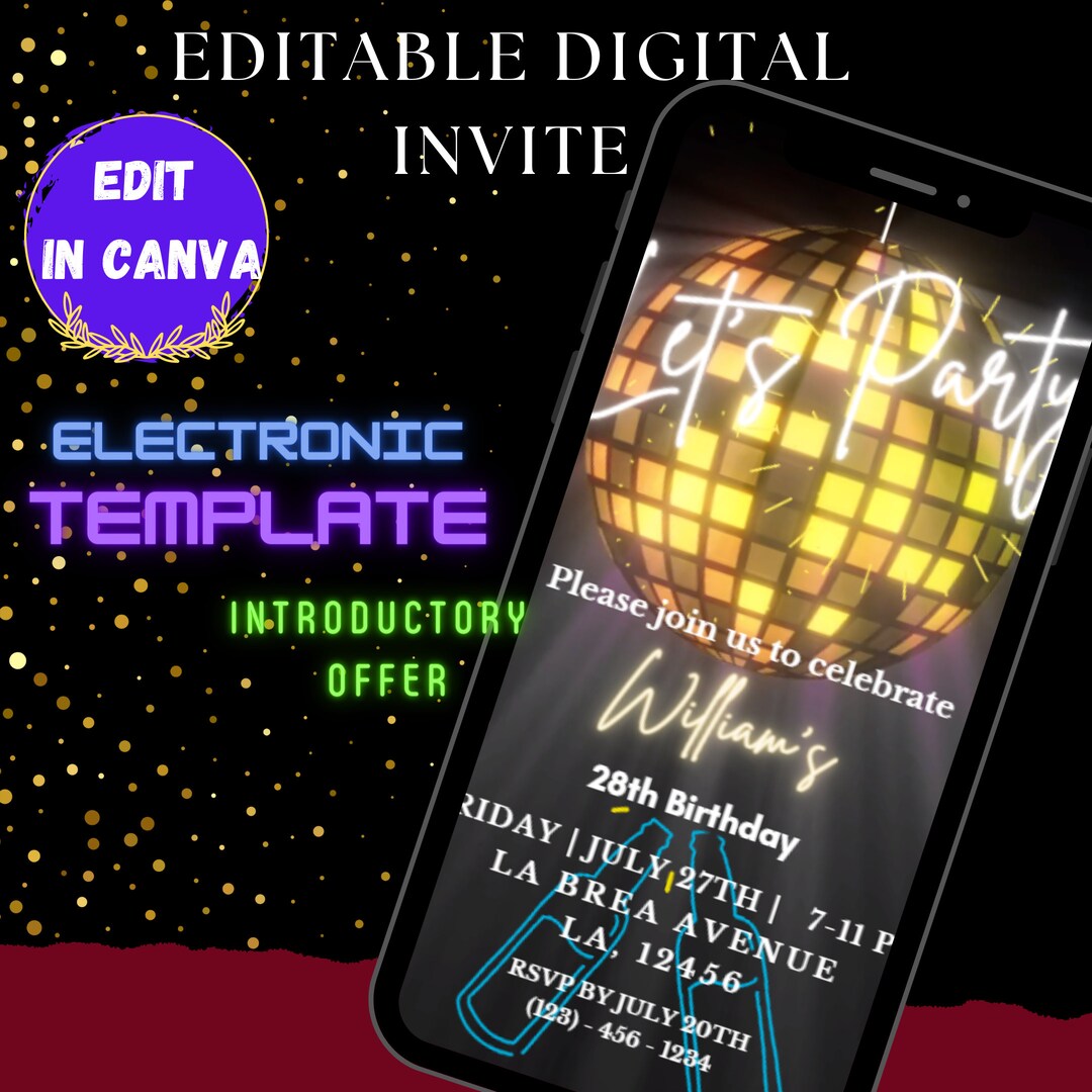 EDITABLE DIGITAL Birthday Party Invite Dance Party Digital Invite Live ...