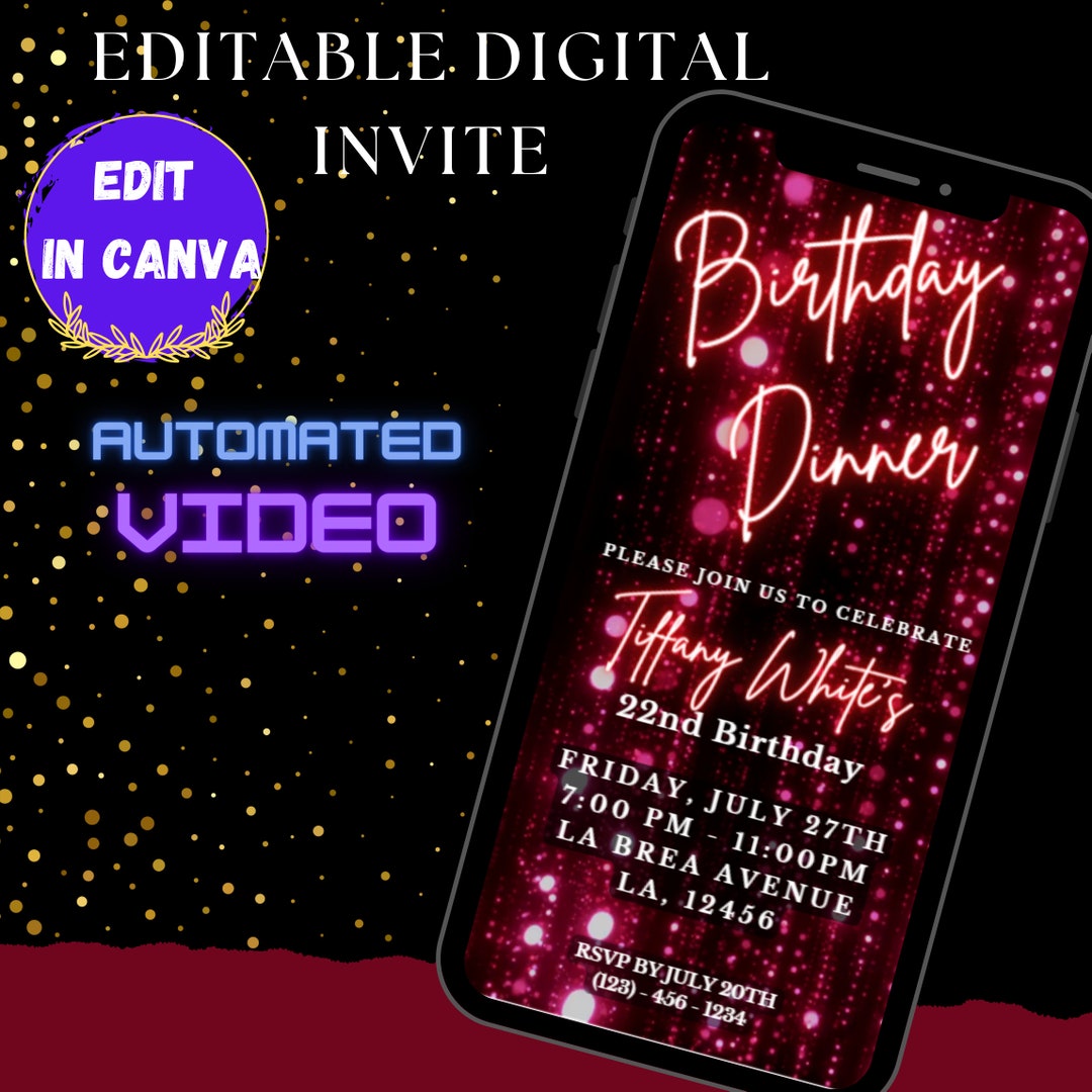 INVITACIÓN DIGITAL EDITABLE Invitación digital de cumpleaños E-invites ...