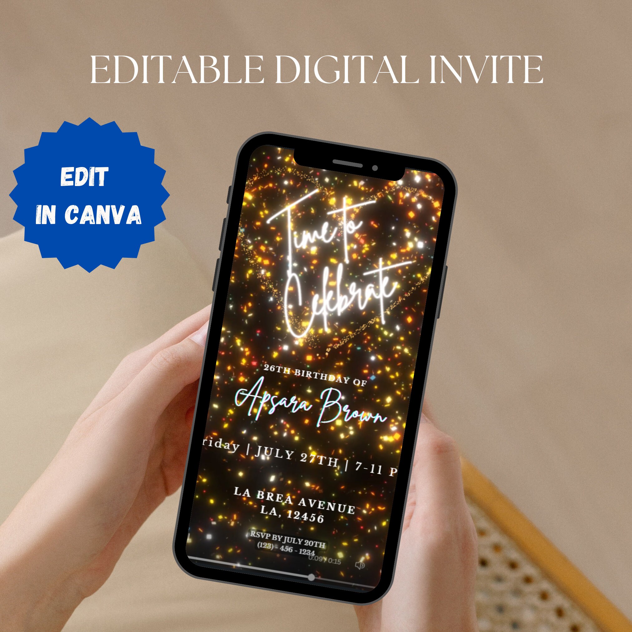 EDITABLE DIGITAL INVITE 30th 40th 50th Birthday Digital Invite E ...