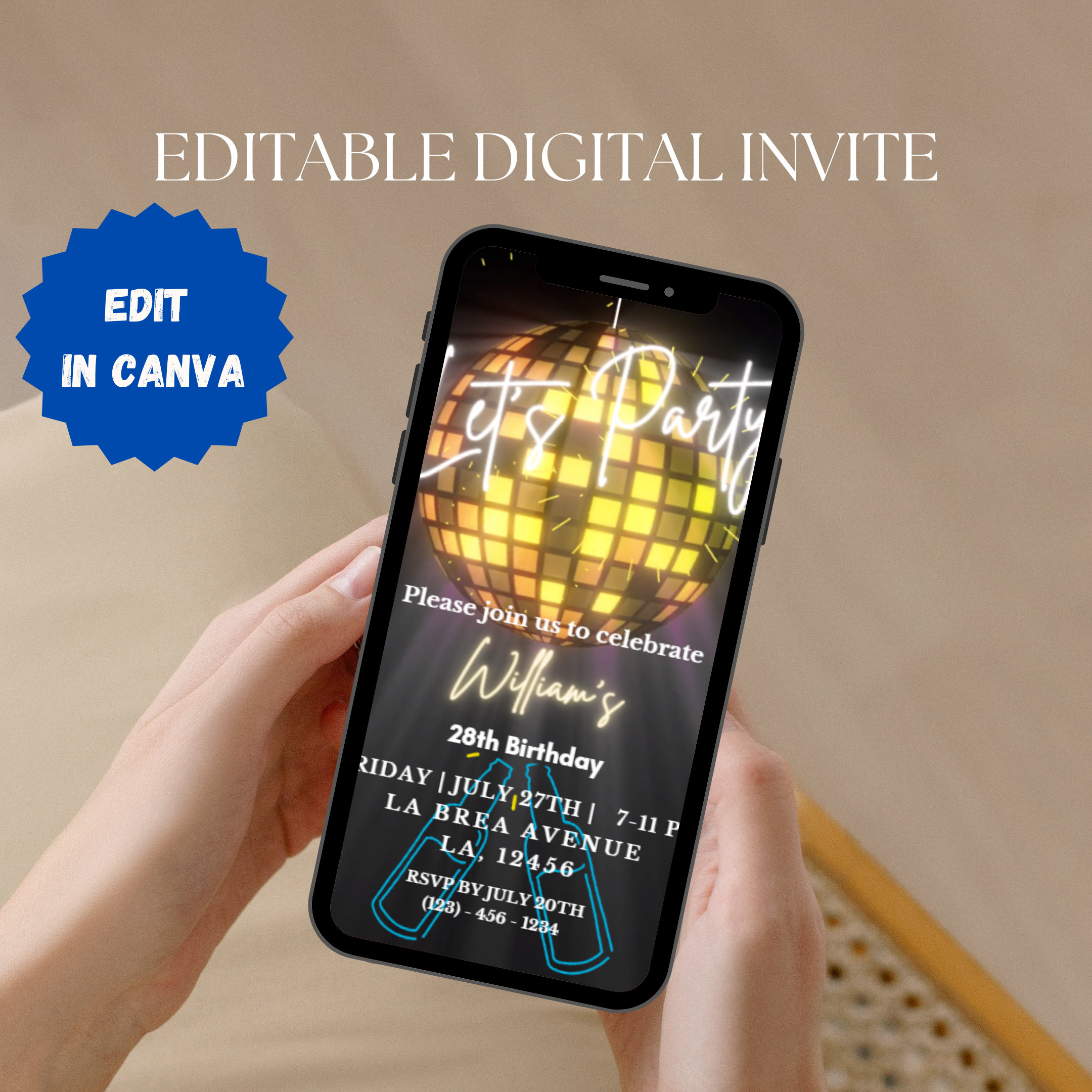 EDITABLE DIGITAL Birthday Party Invite Dance Party Digital Invite Live ...