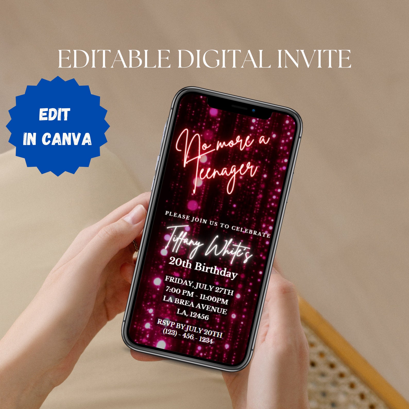 EDITABLE DIGITAL Party Invite Digital Invite E-invites Mobile Invited ...