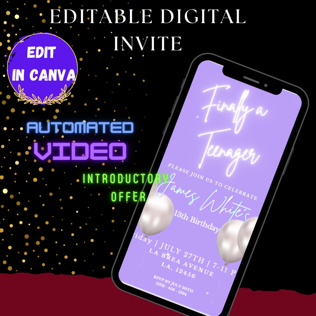 Teenager DIGITAL Party Invite Teenager Party Invite Birthday Brunch E ...