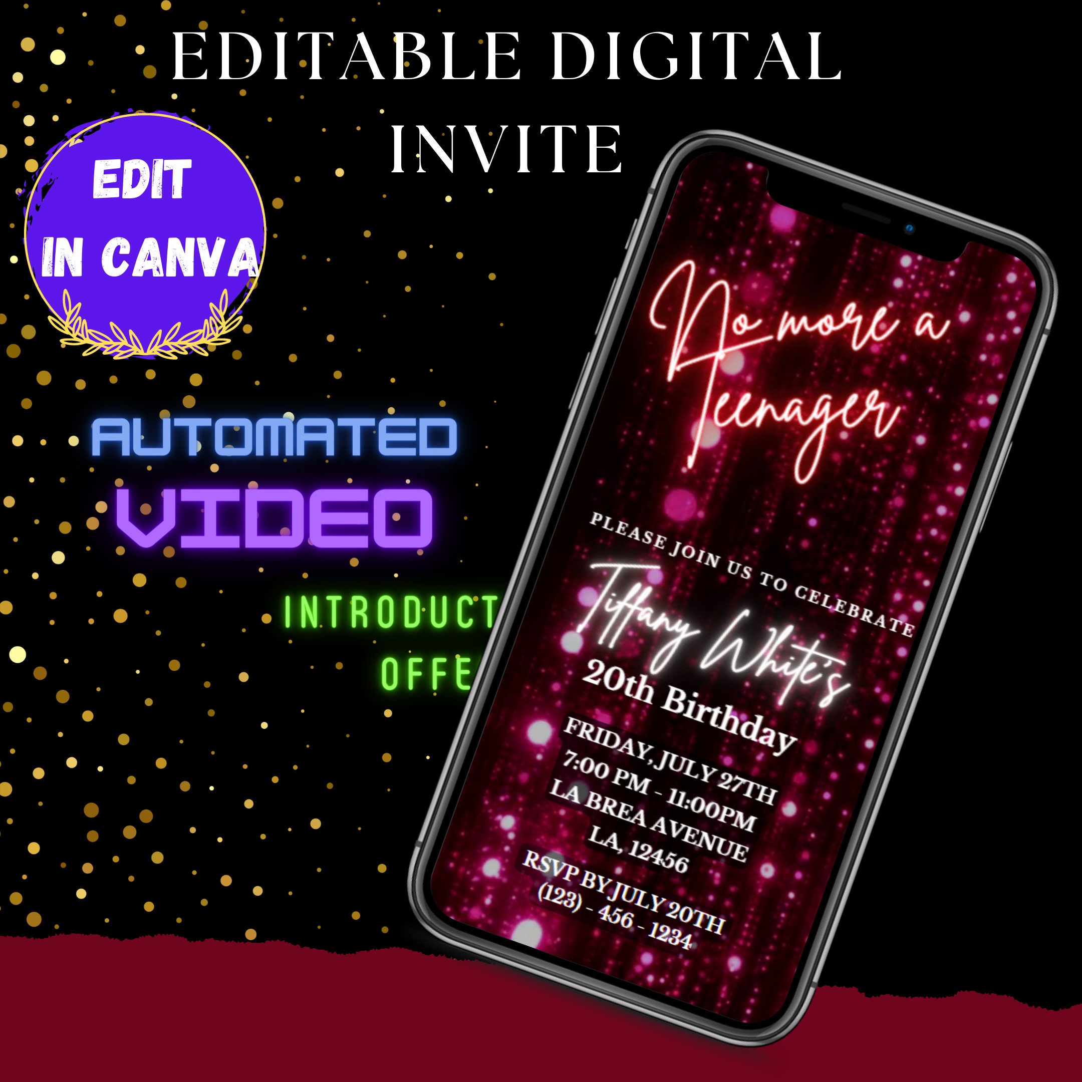 EDITABLE DIGITAL Party Invite Digital Invite E-invites Mobile Invited ...