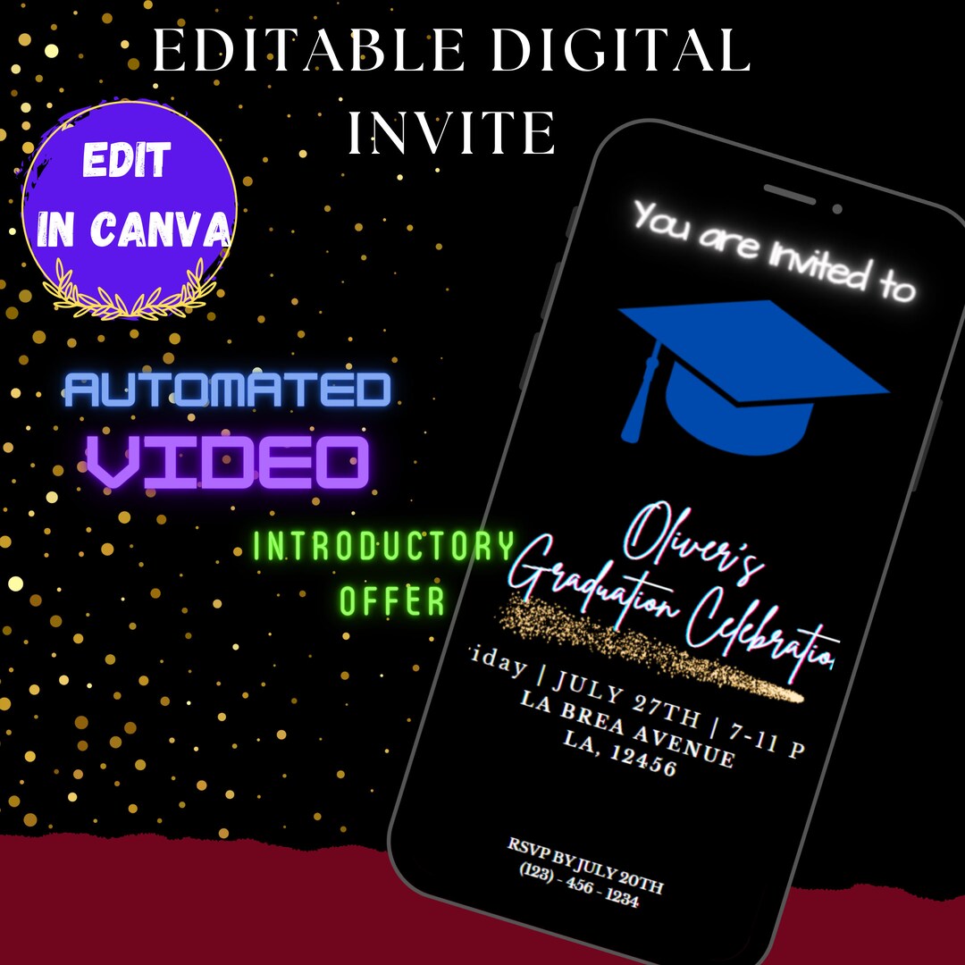 INSTANT DOWNLOAD Editable Digital GRADUATION Party Invite E-invites ...