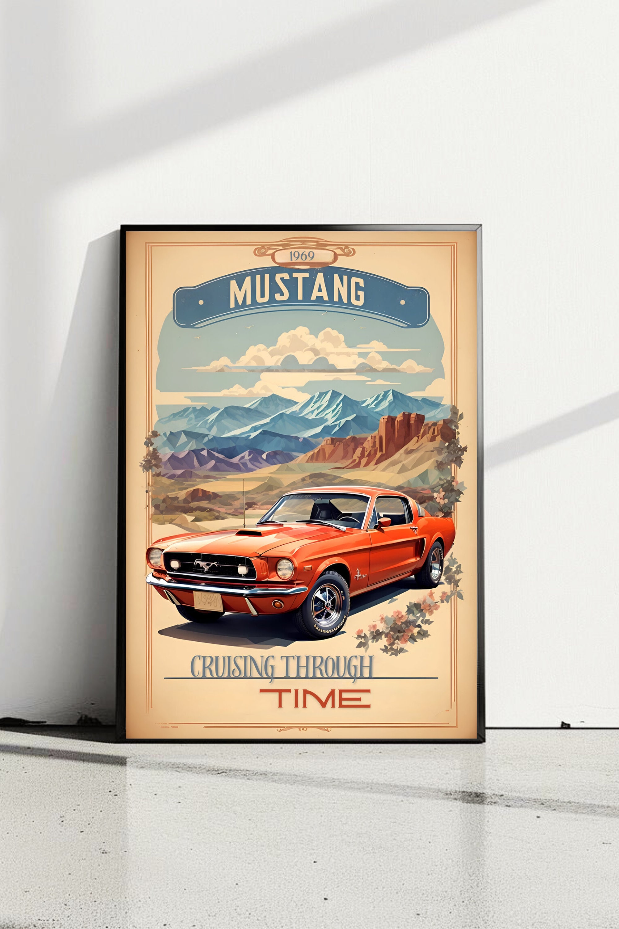 Ford Mustang 1969 Fastback Poster, Ford Mustang Print, Vintage Car ...