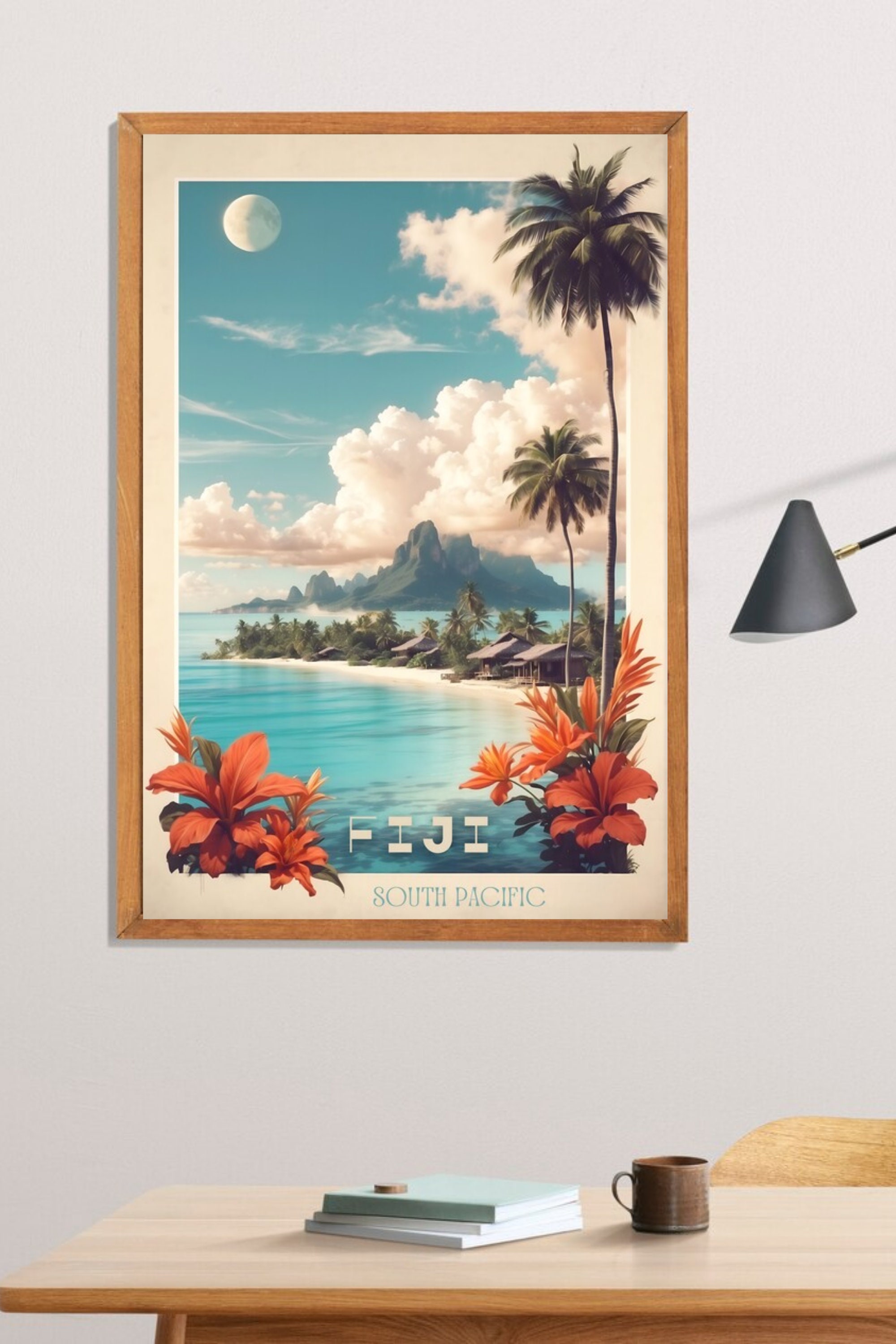 Fiji Traditional Travel Print - South Pacific, Fiji Poster, Fiji Travel ...