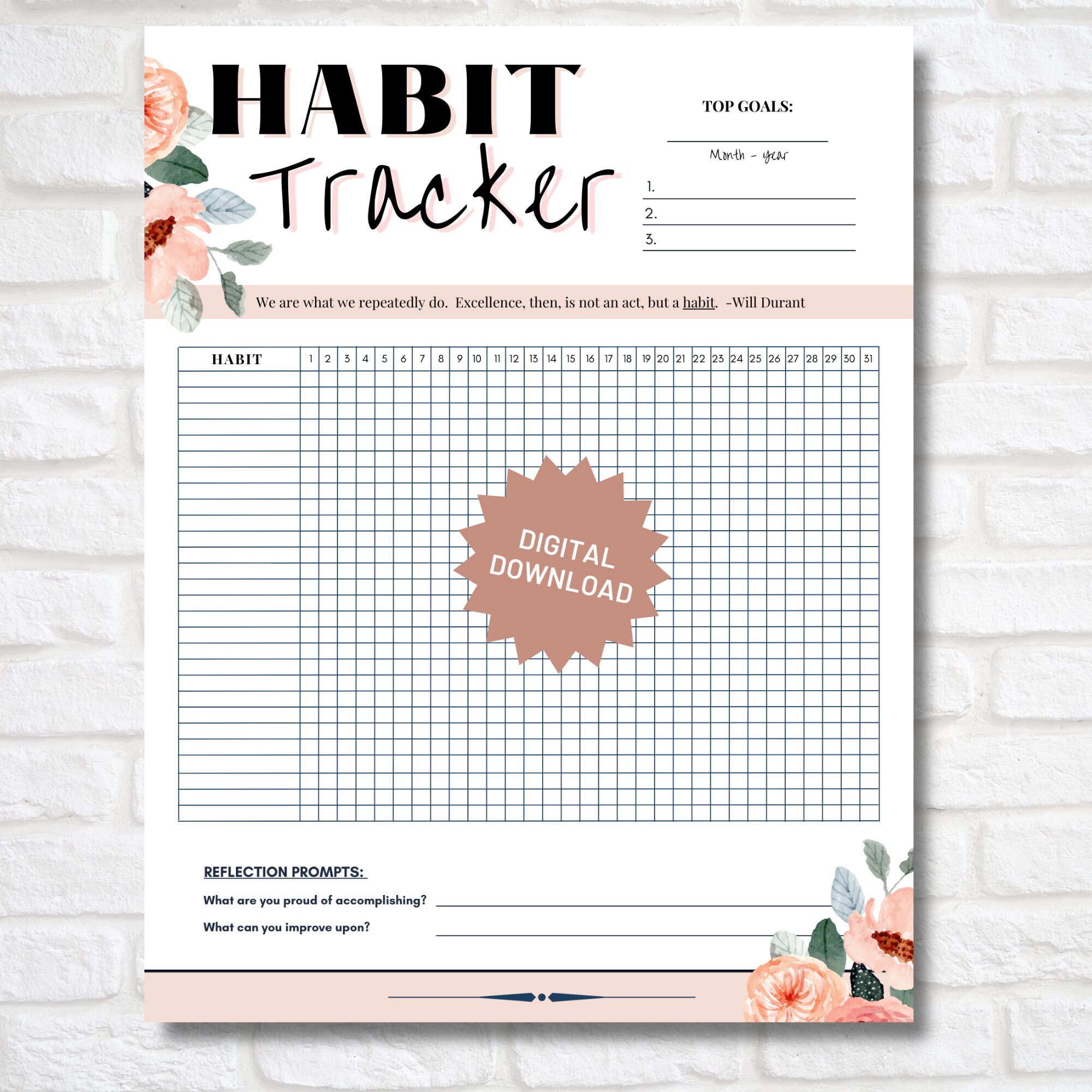 Habit Tracker Bundle. Printable + Digital Download. Daily Checklist X ...