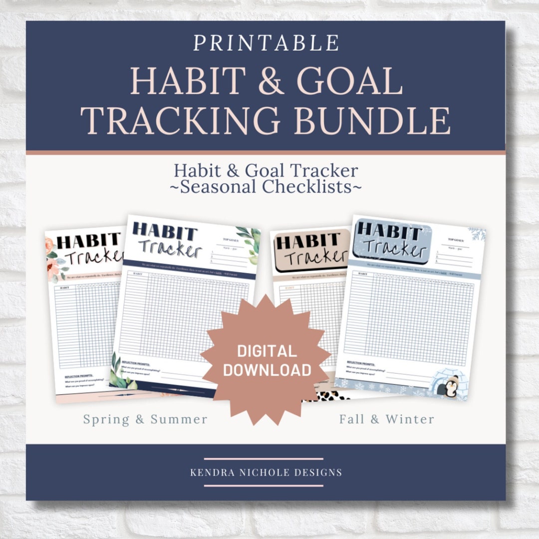 Habit Tracker Bundle. Printable + Digital Download. Daily Checklist X ...