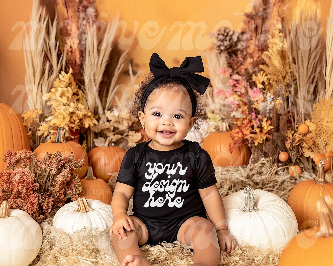 Baby Bodysuit Autumn Mockup Black Mock up Baby Halloween Mock up Baby ...