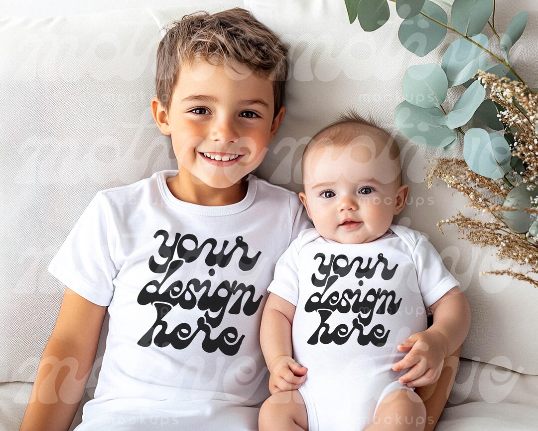 Siblings Mockup White Shirt Mock up Baby Bodysuit Mock up Youth Shirt ...