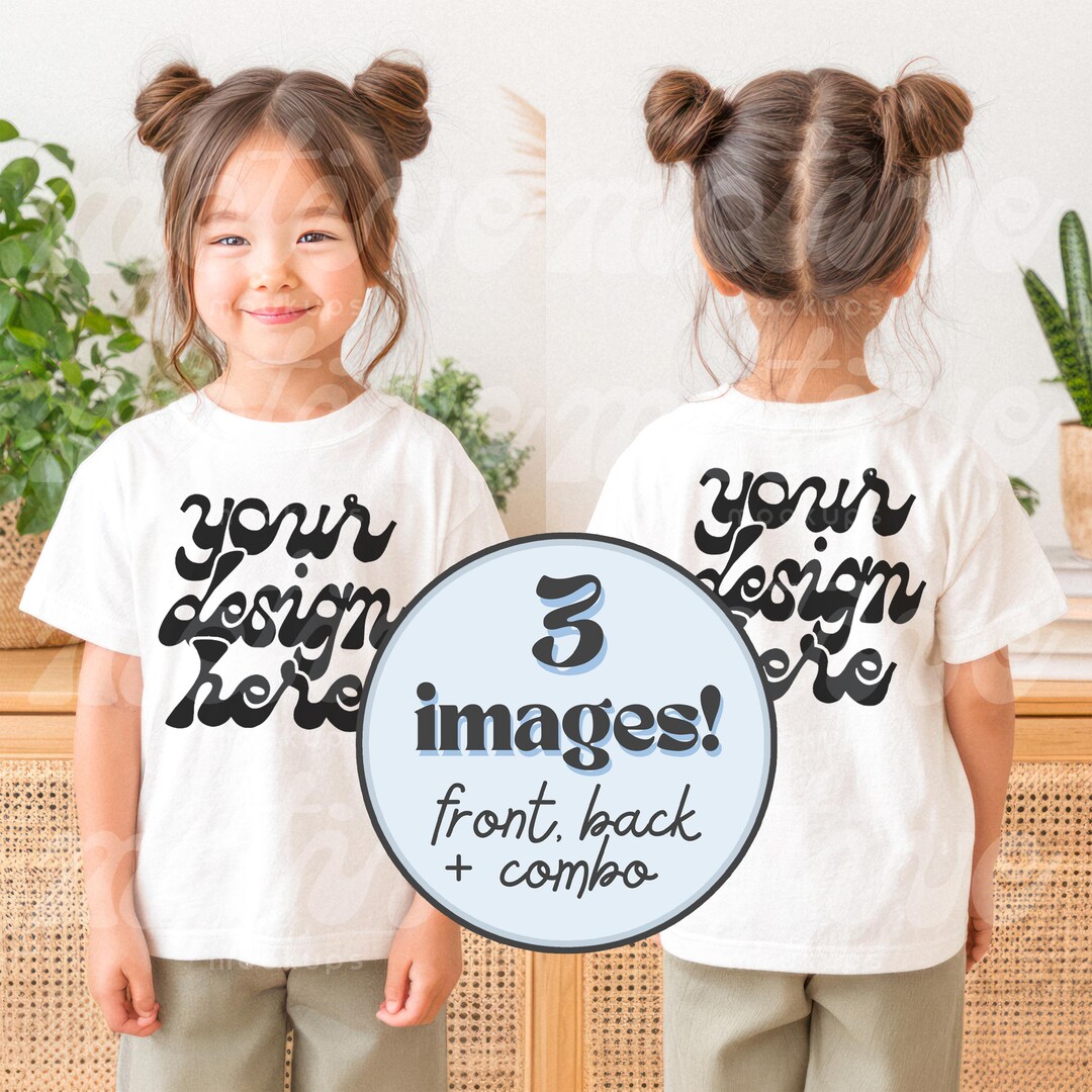 Front & Back Kids T-shirt Mockup | White Short Sleeve Youth Shirt ...