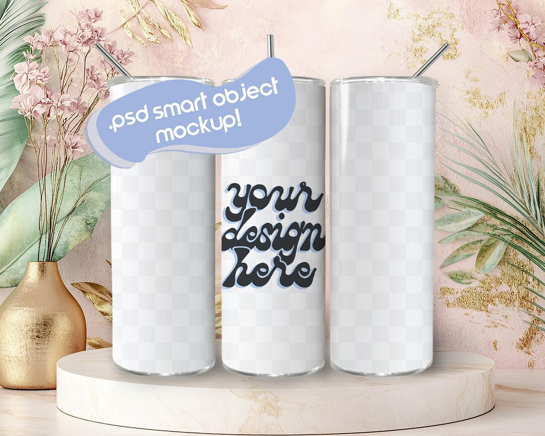Smart Object Tumbler Mockup 20 Oz Skinny Tumbler Mockup PSD Smart ...