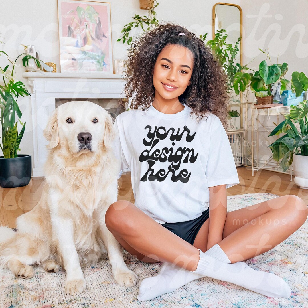 T-shirt Mockup | White Short Sleeve Shirt | 3001 5000 6400 | Animal Cat ...
