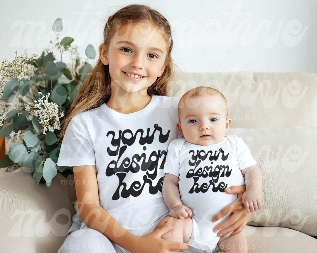 Siblings Mockup White Shirt Mock up Baby Bodysuit Mock up Youth Shirt ...