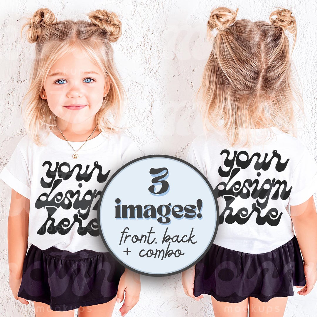 Front & Back Kids T-shirt Mockup | White Short Sleeve Youth Shirt ...