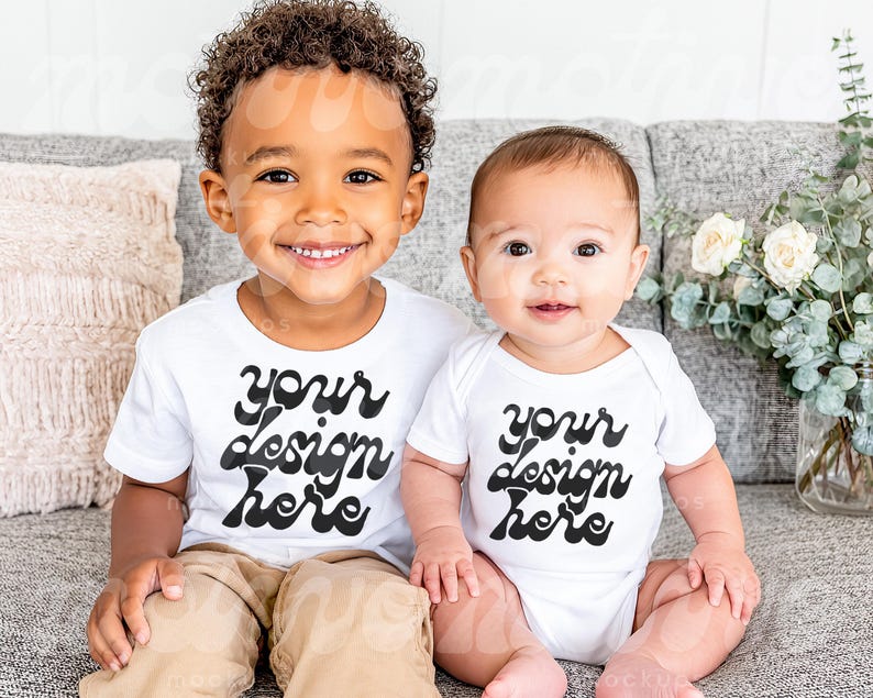 Siblings Mockup White Shirt Mock up Baby Bodysuit Mock up Youth Shirt ...