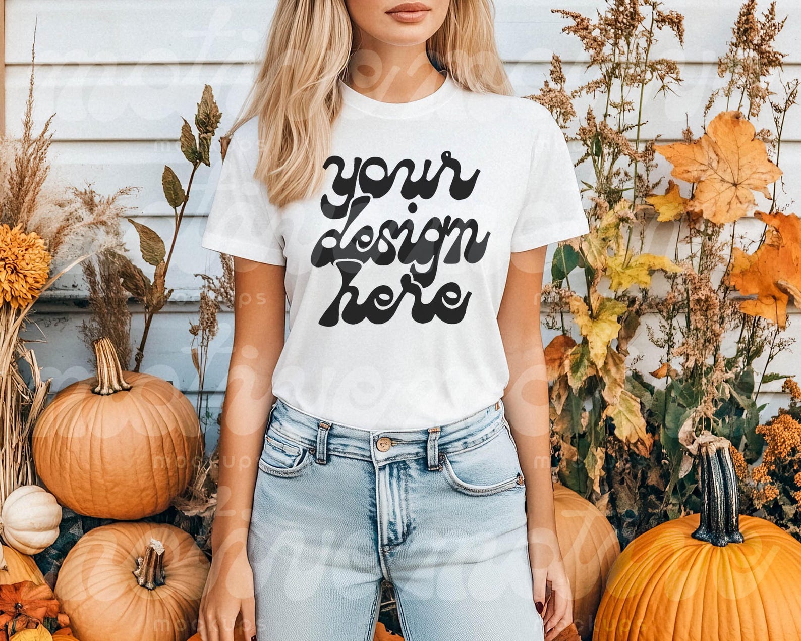 T-shirt Autumn Mockup White Shirt Mock up Halloween Tshirt Mock up Fall ...