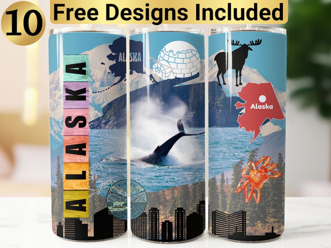Alaska Tumbler Design, Tumbler Wrap PNG, 20 Oz Skinny Tumbler Design ...