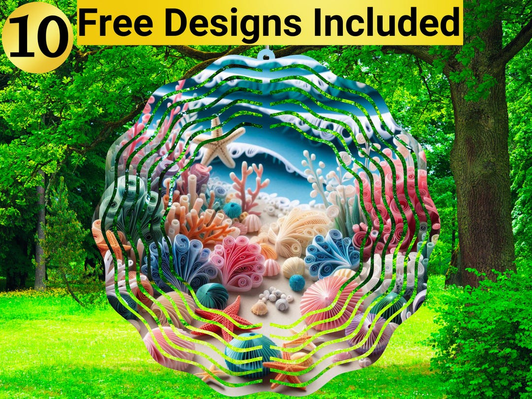 3D Ocean Seashells Wind Spinner, Seashells Wind Spinner Sublimation ...