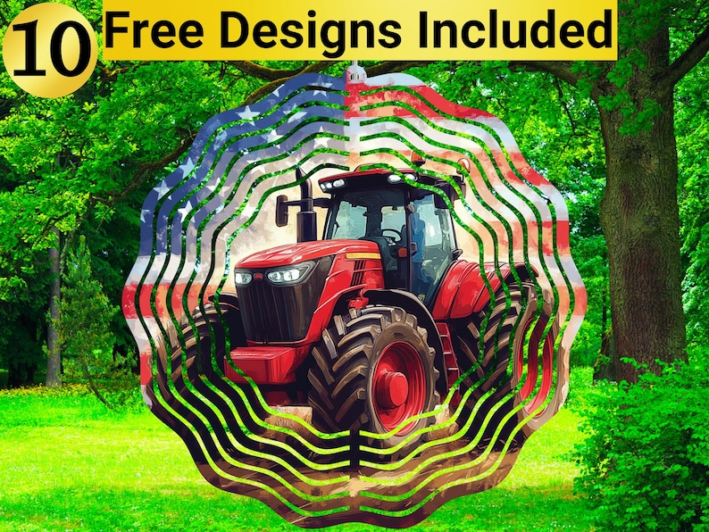 American Tractor Wind Spinner, Tractor Wind Spinner Sublimation Design ...