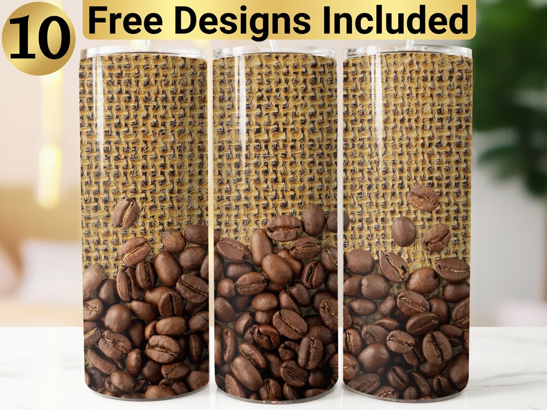 Coffee Beans Tumbler Design, Tumbler Wrap PNG, 20 Oz Skinny Tumbler ...