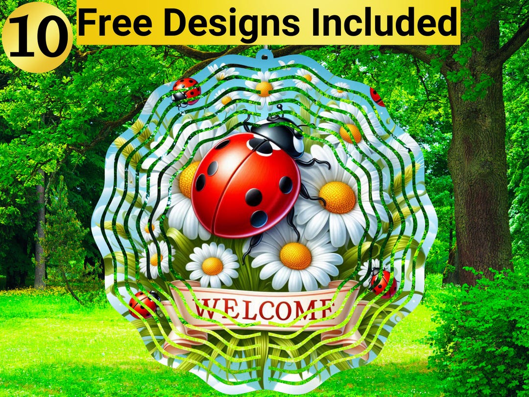 Ladybug Wind Spinner, Ladybug Wind Spinner Sublimation Design, Ladybug ...