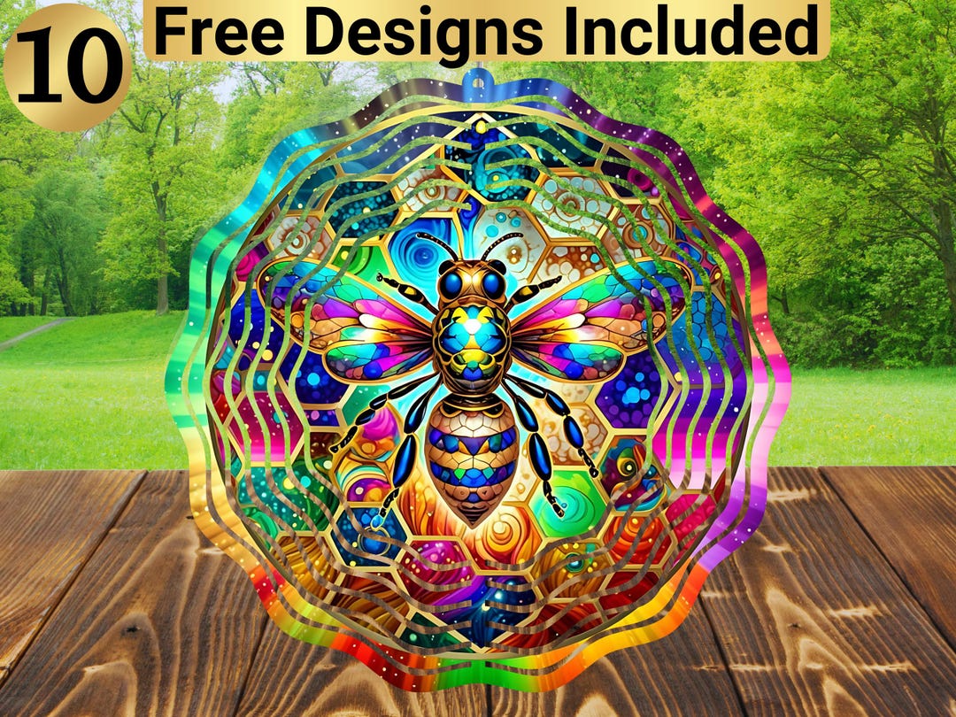 Bee Wind Spinner, Bee Spinner Sublimation Design, Bee Wind Spinner ...