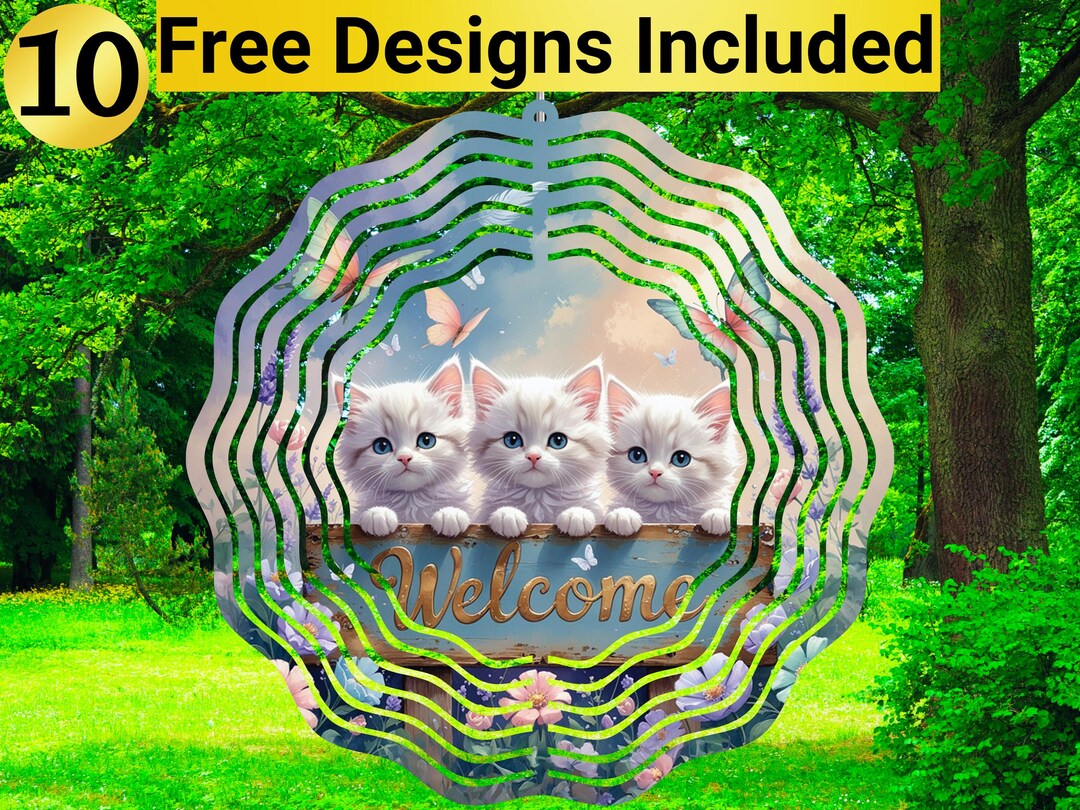 Welcome Cat Wind Spinner, Cat Wind Spinner Sublimation Design, Cat Wind ...