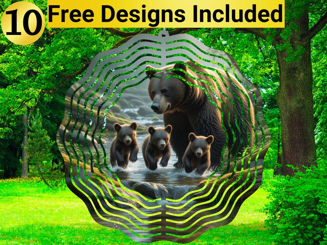 Black Bear Wind Spinner, Black Bear Wind Spinner Sublimation Design ...