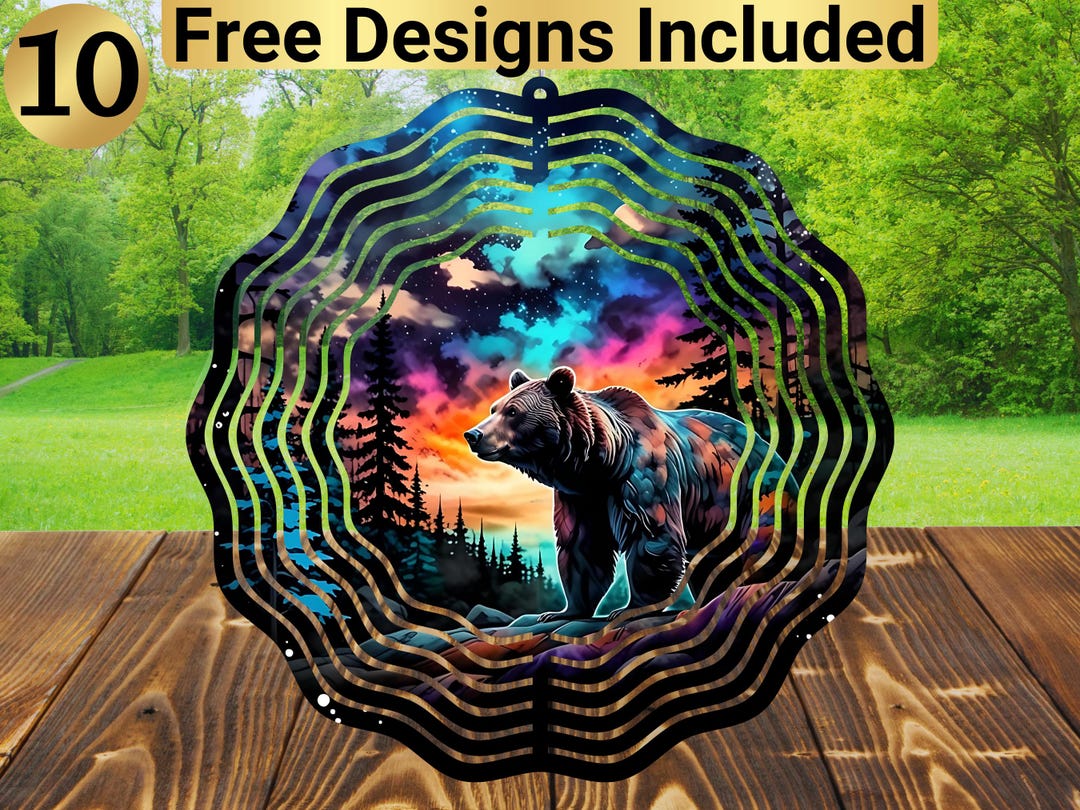 Forest Bear Wind Spinner, Bear Spinner Sublimation Design, Bear Wind ...