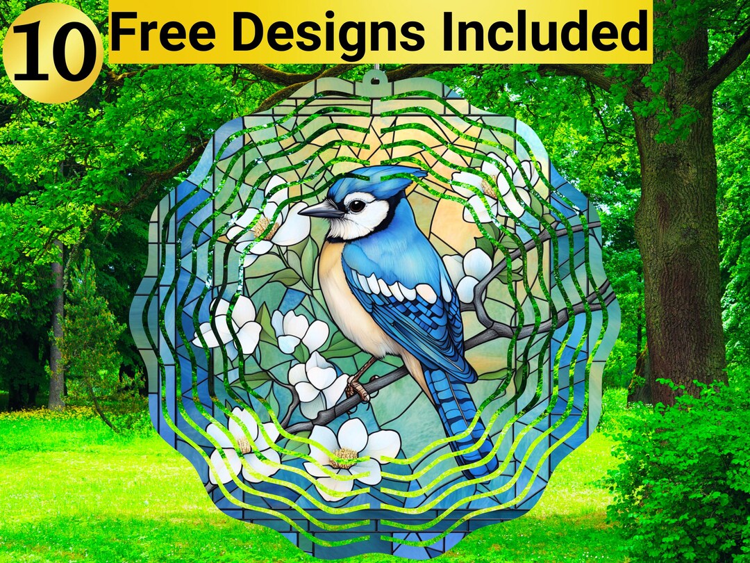 Blue Jay Bird Wind Spinner, Bird Wind Spinner Sublimation Design, Bird ...
