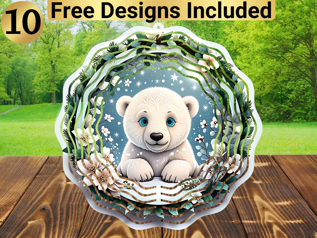 Polar Bear Wind Spinner, Bear Spinner Sublimation Design, Bear Wind ...