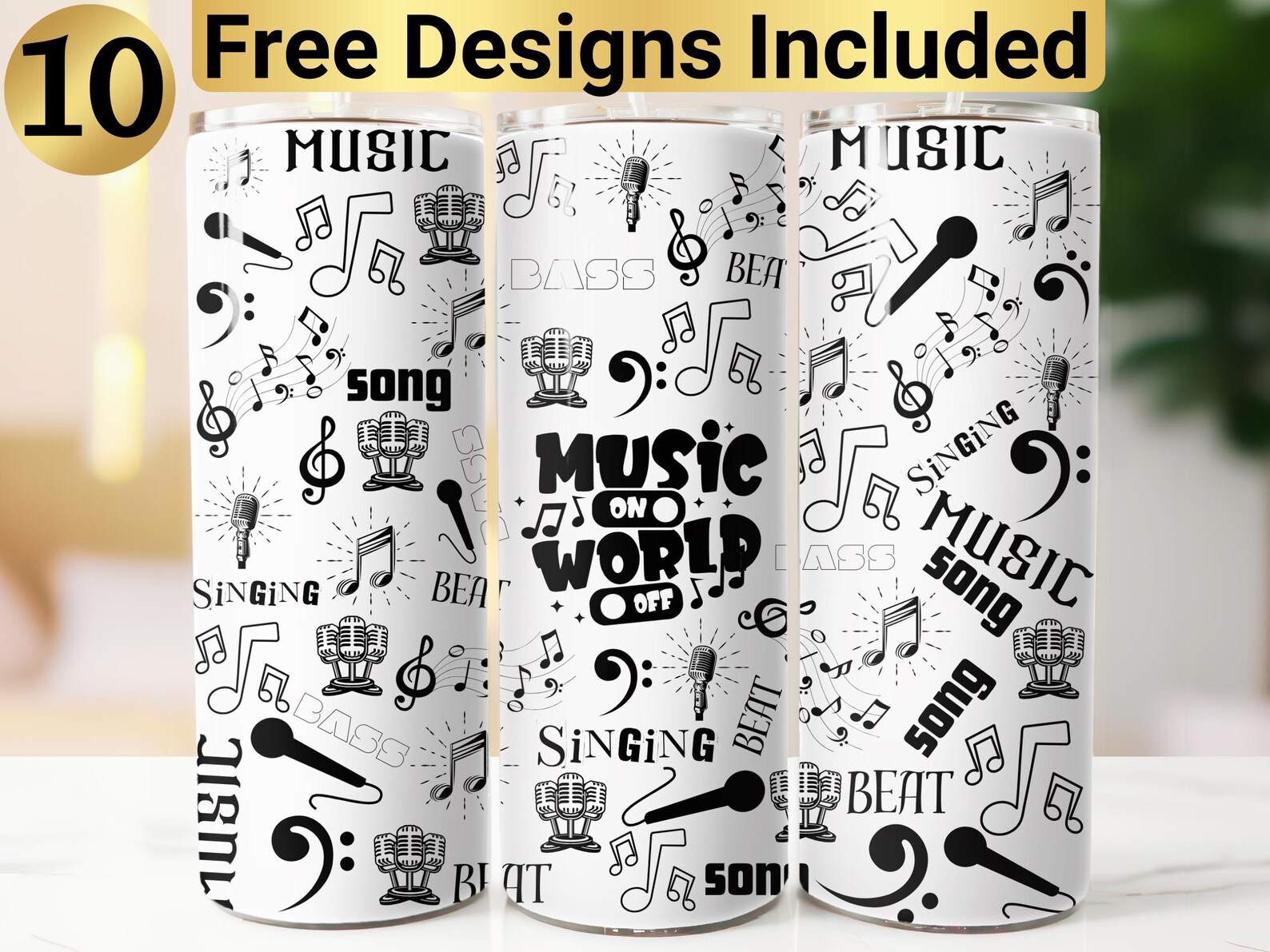 Music Tumbler Design, Tumbler Wrap PNG, 20 Oz Skinny Tumbler Design ...