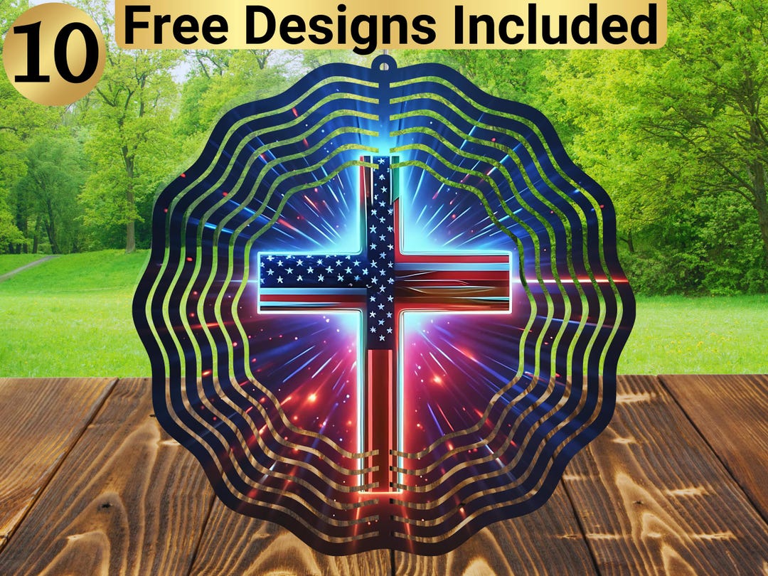 American Flag Cross Wind Spinner, Christian Wind Spinner Sublimation ...